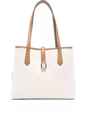 Karl Lagerfeld Padlock Leather-trimmed Tote Bag - Neutrals