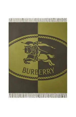 Burberry Knight Stamp Wool Blanket - Estate Green