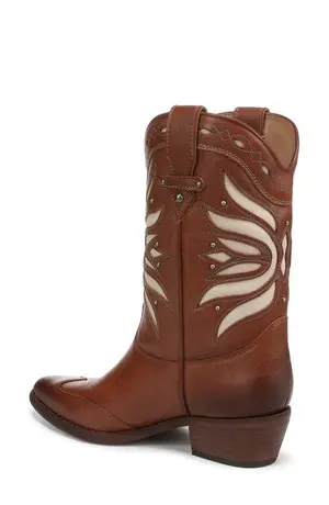 Sam Edelman Rylin Western Boot - Luxe Brown/cream