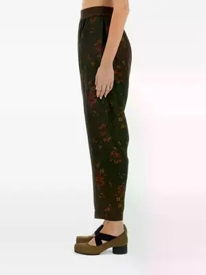 UMA WANG Floral-print Elastic-waist Trousers - Green