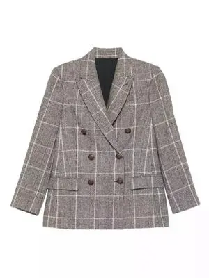 Brunello Cucinelli Checked Double-breasted Blazer