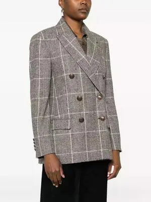 Brunello Cucinelli Checked Double-breasted Blazer