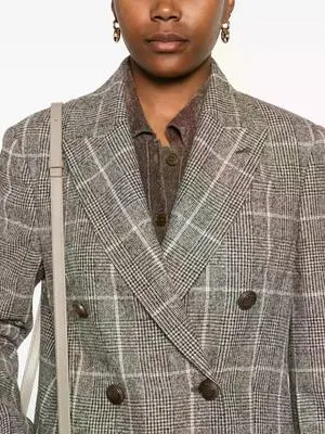 Brunello Cucinelli Checked Double-breasted Blazer
