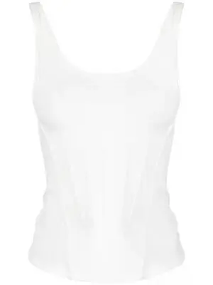 MUGLER Logo-embossed Corset Tank Top