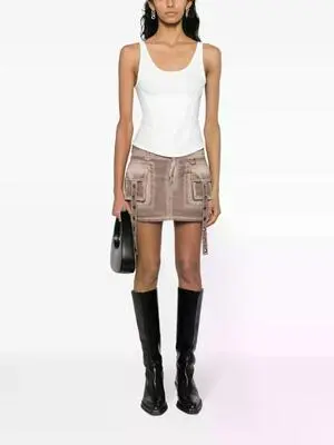 MUGLER Logo-embossed Corset Tank Top