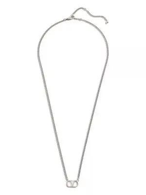 Valentino Garavani Logo-plaque Necklace - Silver