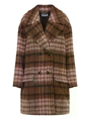 Moschino Checked Double-breasted Coat - Brown
