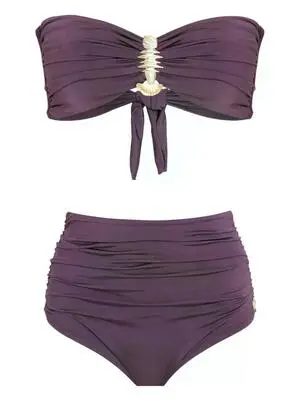BRIGITTE Embellished High-waisted Bikini Set - Purple