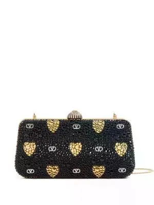 Valentino Garavani Heart Motif Embellished Clutch Bag - Black