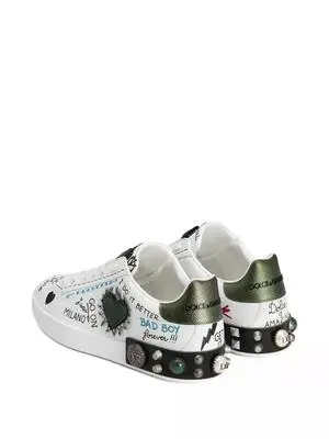 Dolce & Gabbana Portofino Graffiti Sneakers - White