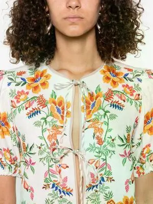 Farm Rio Delicate Forest Scarves Blouse
