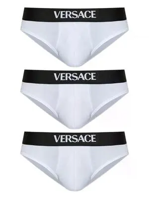 Versace Logo-band Briefs - White