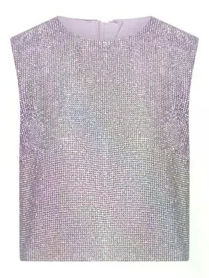 SELF-PORTRAIT Crystal-chainmail Sleeveless Top - Purple