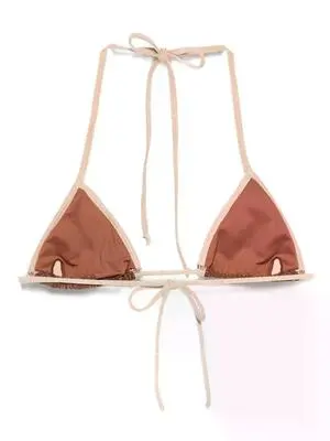 MC2 SAINT BARTH Leah Lurex Triangle Bikini Top - Brown