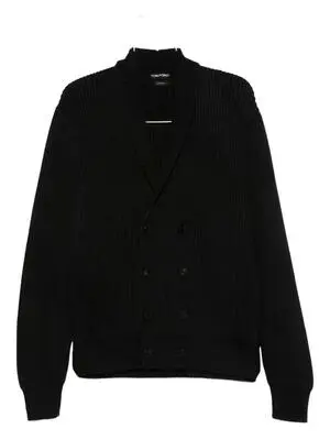 TOM FORD Ribbed-knit Double-breasted Cardigan - Black