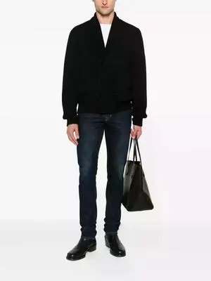 TOM FORD Ribbed-knit Double-breasted Cardigan - Black