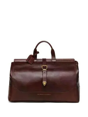Brunello Cucinelli Logo-stamp Leather Holdall - Brown