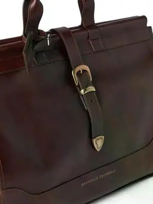 Brunello Cucinelli Logo-stamp Leather Holdall