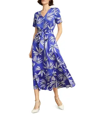 HOBBS LONDON Ripsley Palm Print Midi Dress