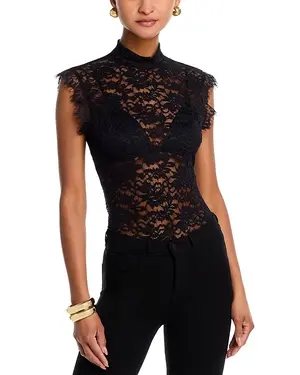Aqua Lace Mock Neck Tank Top