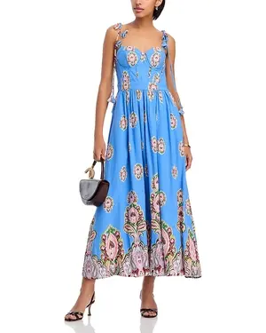 Aqua Ombre Paisley Print Midi Dress