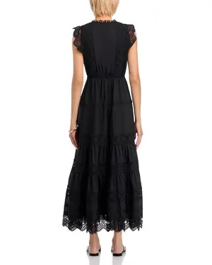 Aqua Cotton Lace Maxi Dress