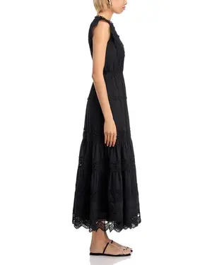 Aqua Cotton Lace Maxi Dress