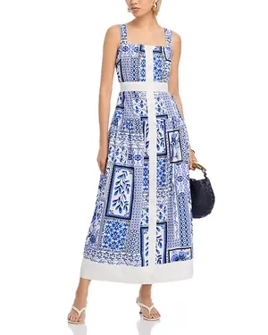 Aqua Tile Button Front Maxi Dress Exclusive
