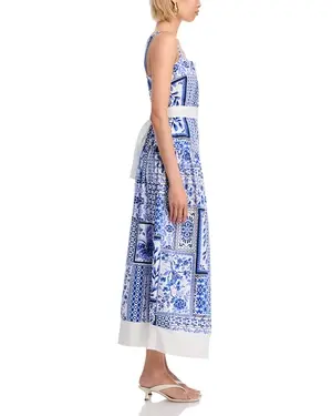 Aqua Tile Button Front Maxi Dress Exclusive