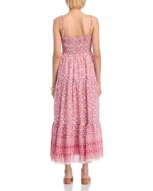 Aqua Border Smocked Maxi Dress Exclusive