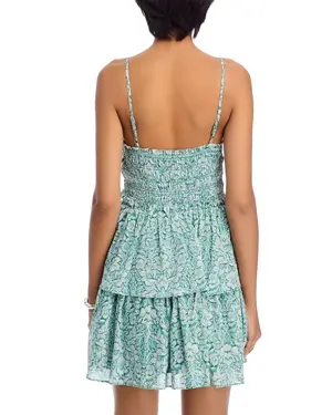 Aqua Paisley Print Mini Dress
