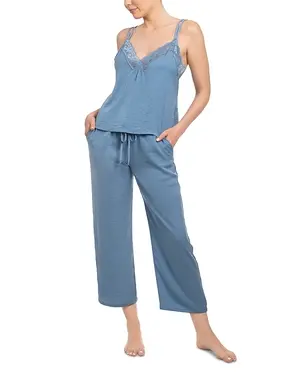 IN BLOOM BY JONQUIL Hammered Satin Cami Crop Pant Pajama Set - Denim
