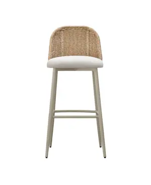 TOV FURNITURE Alexa Rattan Performance Fabric Barstool - Natural