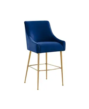 TOV FURNITURE Beatrix Velvet Bar Stool Gold Legs - Navy