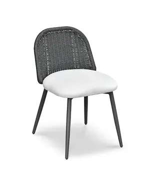 TOV FURNITURE Alexa Rattan Performance Fabric Dining Chair - Black And White