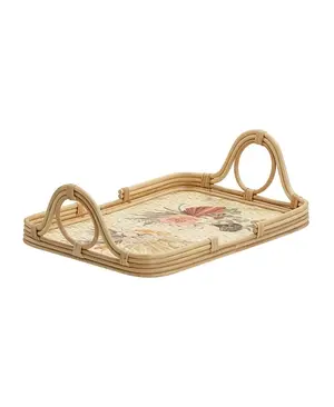 TOV FURNITURE Corey Floral Bamboo Tray - Multi,natural