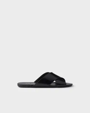 Prada Brushed Leather Slides