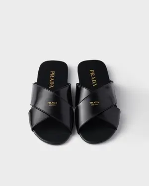 Prada Brushed Leather Slides