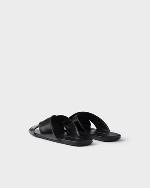 Prada Brushed Leather Slides