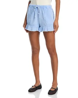 Aqua Frill Shorts For Women