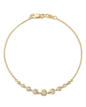 Bloomingdale'S Diamond And 14k Yellow Honeycomb Bezel Bracelet - Gold