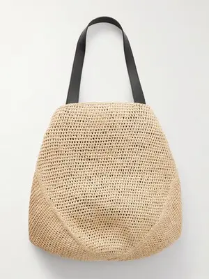 Loewe Punch Hole Medium Leather-trimmed Raffia Tote