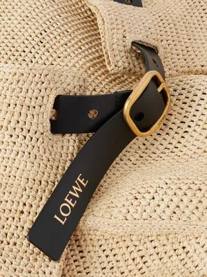 Loewe Punch Hole Medium Leather-trimmed Raffia Tote