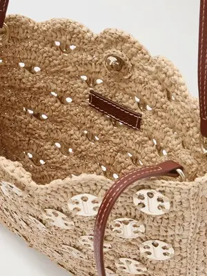 Rabanne Leather-trimmed Embellished Woven Raffia Shoulder Bag