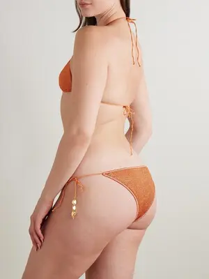 Oseree Glazed Lumière Embellished Metallic Triangle Bikini
