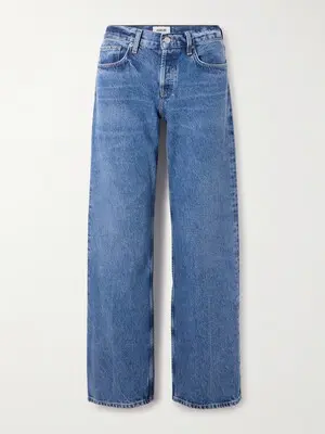 AGOLDE Low-rise Loose Distressed Straight-leg Jeans - Blue