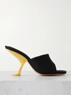 Amina Muaddi Taylor Cotton Mules - Black