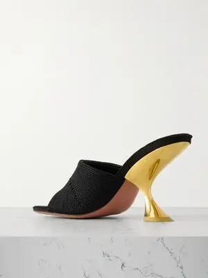 Amina Muaddi Taylor Cotton Mules - Black