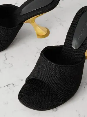 Amina Muaddi Taylor Cotton Mules - Black