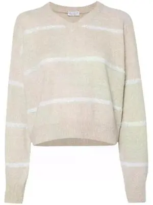 Brunello Cucinelli Striped Sequin-embellished Jumper